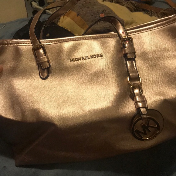 Michael Kors | Bags | Michael Kors Metallic Pink Tote Bag | Poshmark
